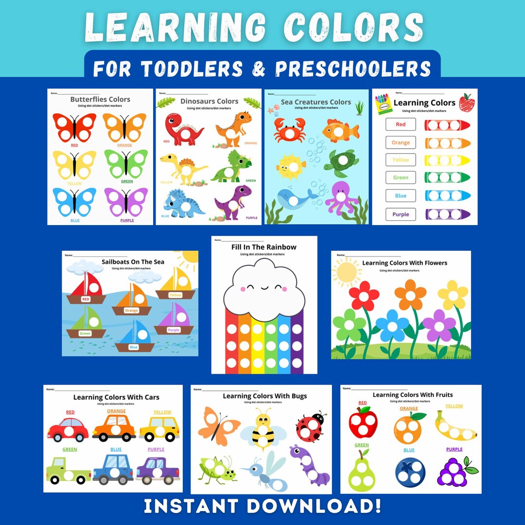 Learning Colors Worksheet, Color Recognition, Do-a-dots Worksheets, Dot ...
