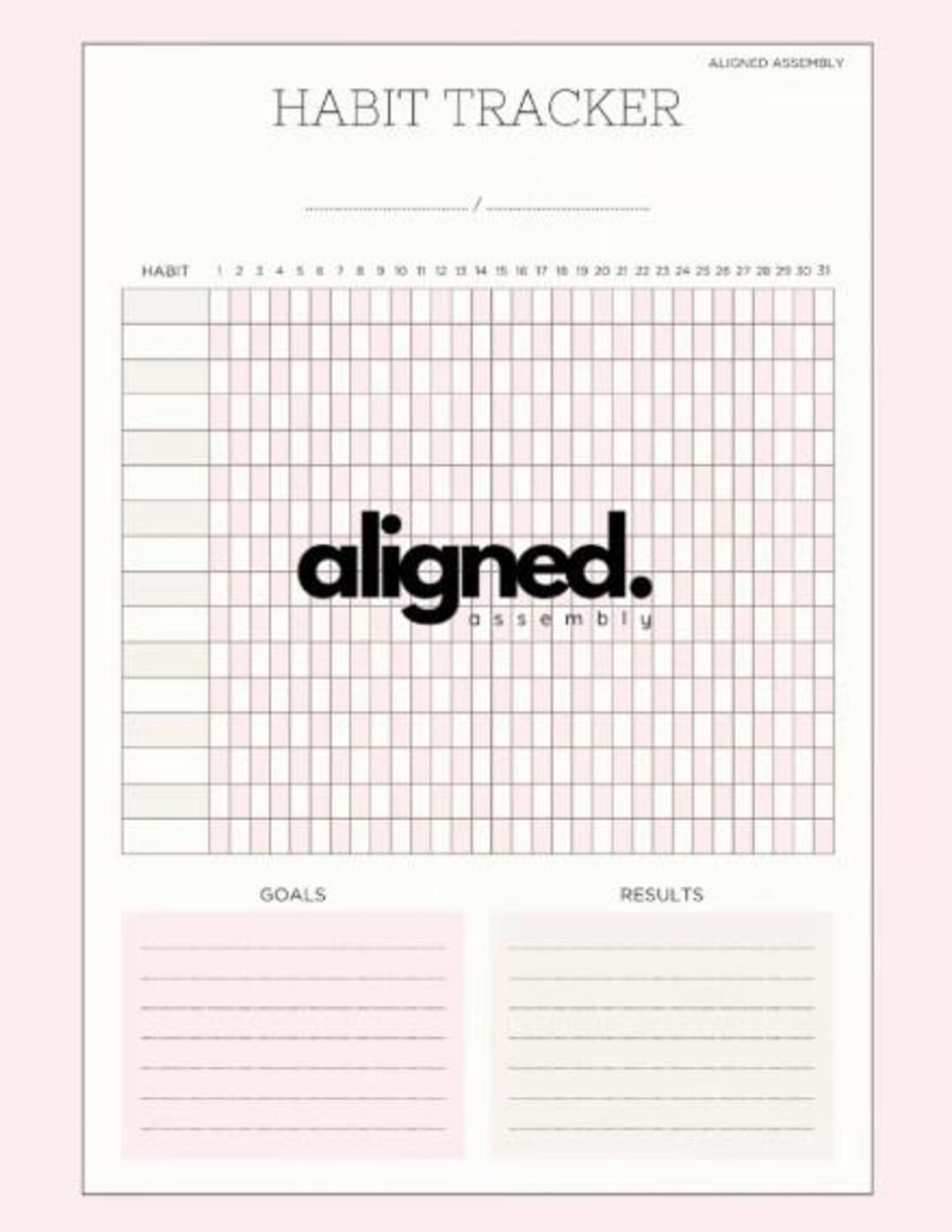 Pink Habit Tracker - Etsy