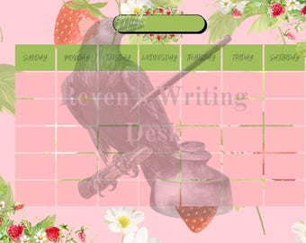 Printable Planner | Strawberry | Monthly Calendar | Digital Planner ...