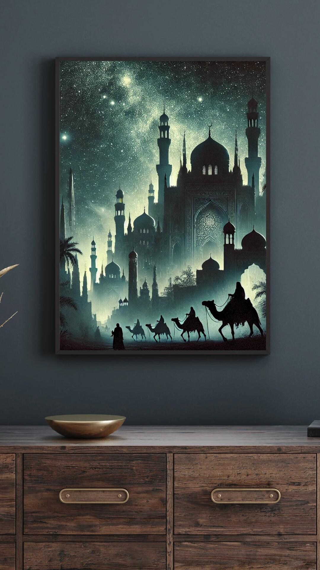 Dark Fantasy Gothic Framed Poster – Caravan in an Ancient Forgotten ...