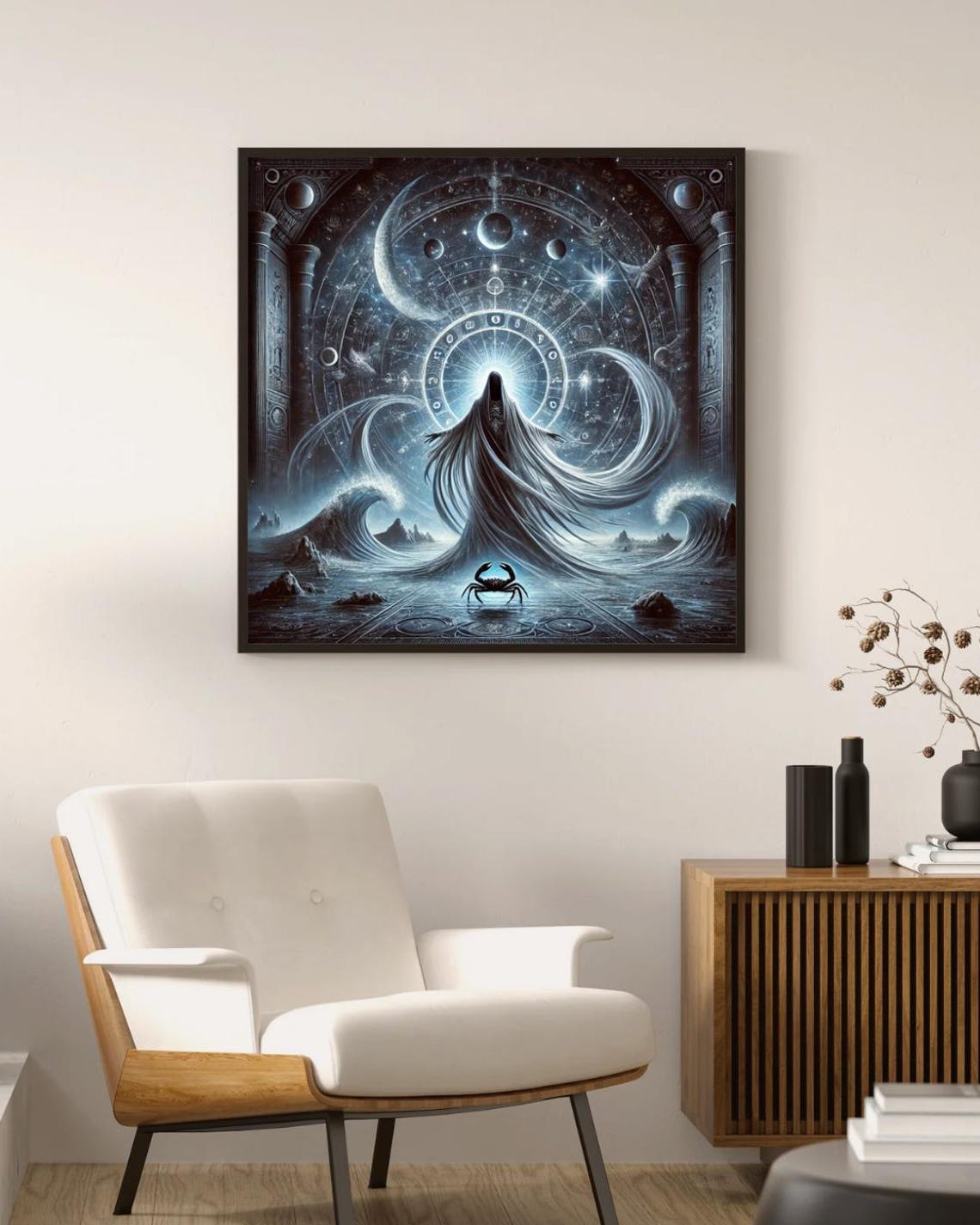 Cancer Zodiac Art: Mystical Lunar Print With Khonsu (digital Download ...