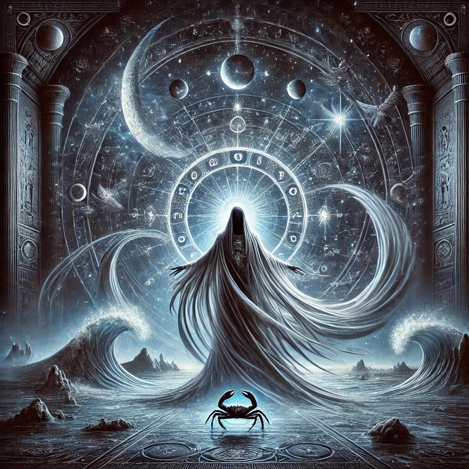 Cancer Zodiac Art: Mystical Lunar Print With Khonsu (digital Download ...
