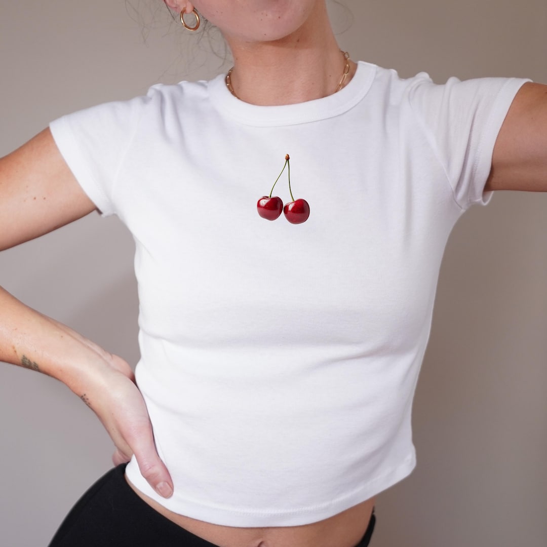 Cherry Crop Top, Y2K Crop Top, Cherry Shirt, Summer Shirt, Cherry Tee ...