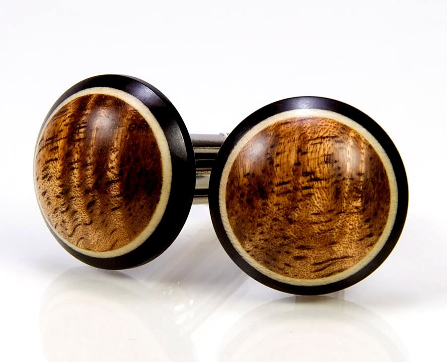 Wooden Cufflinks Gift for Men Wood Cuff Links Figured Hawaiian | Etsy