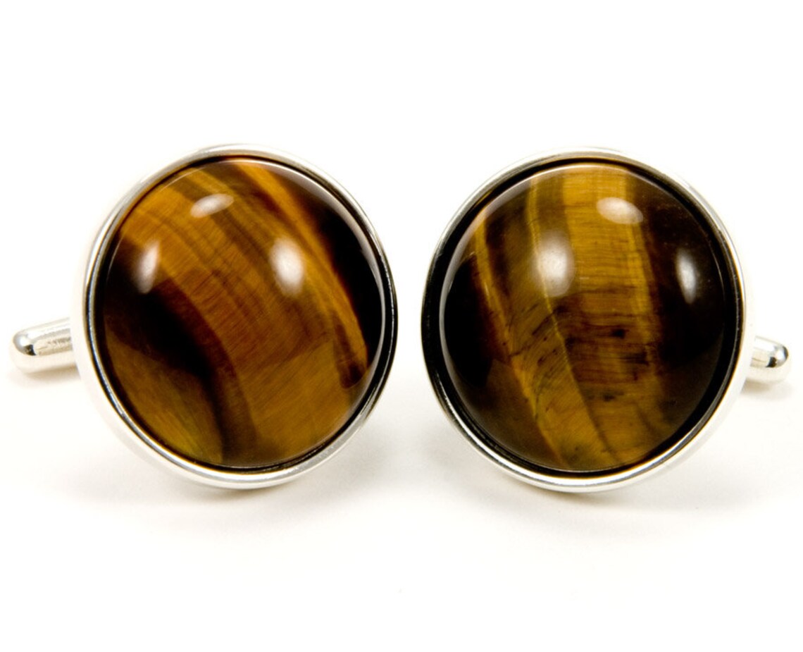 Tiger Eye Silver Cufflinks 925 Sterling Silver Cufflinks for | Etsy
