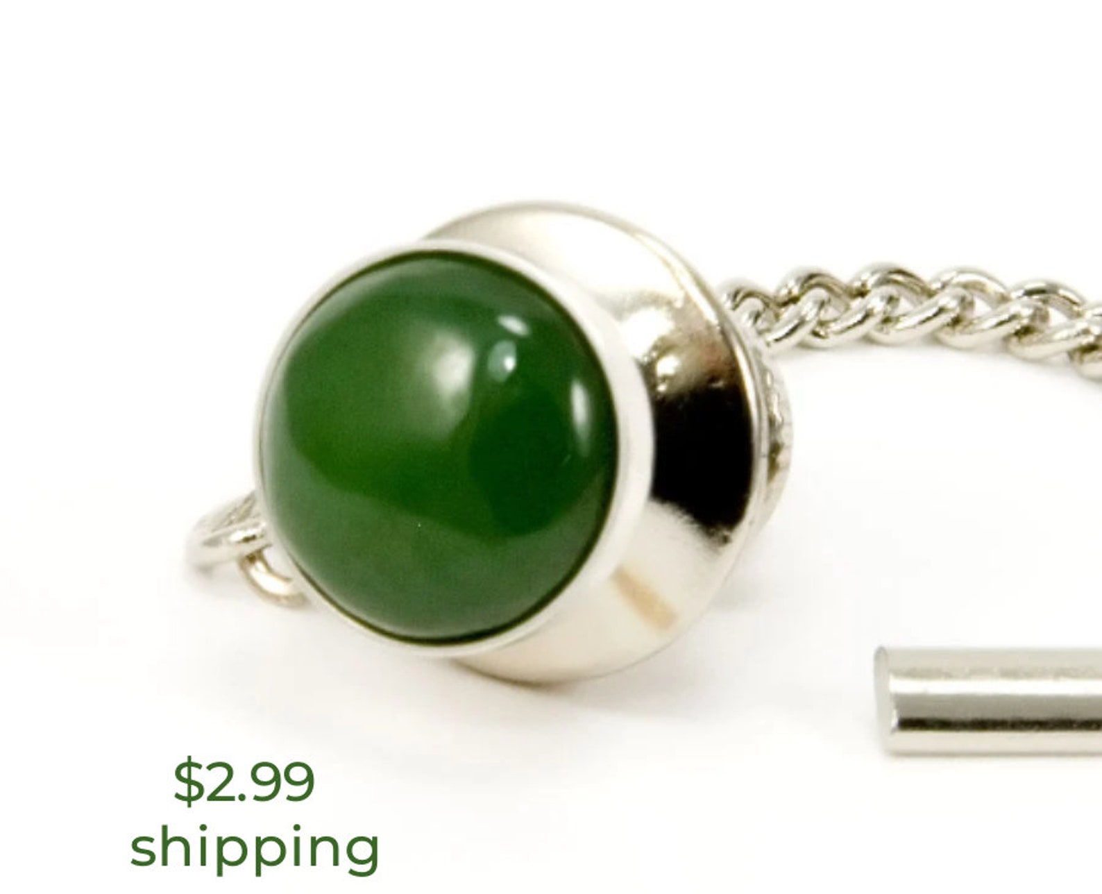 Jade Tie Tack / Lapel Pin Gift for Men Sterling Silver - Etsy