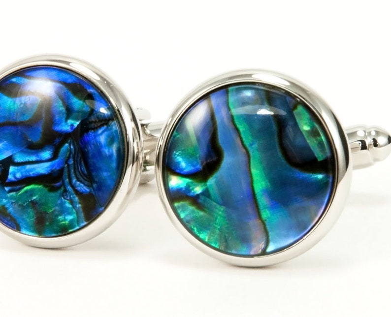 Tuxedo Studs Blue Paua Shell Silver Cufflinks Tuxedo Stud Set - Etsy
