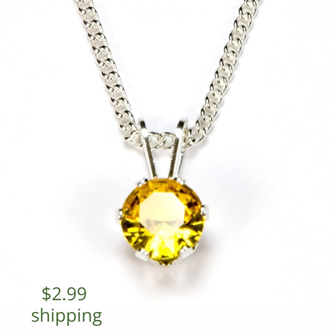 November Birthstone Necklace Gift for Women, Yellow Topaz Necklace 925 ...
