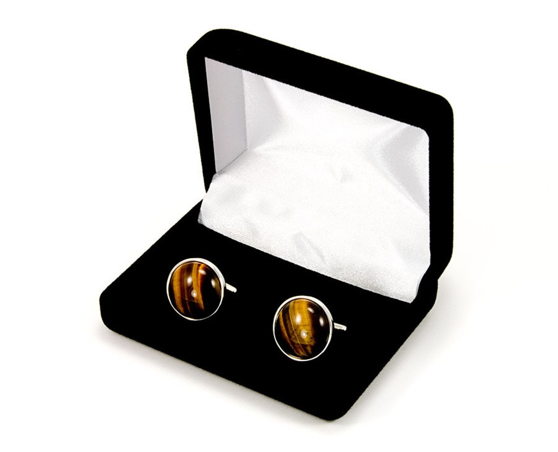 Tiger Eye Silver Cufflinks 925 Sterling Silver Cufflinks for | Etsy