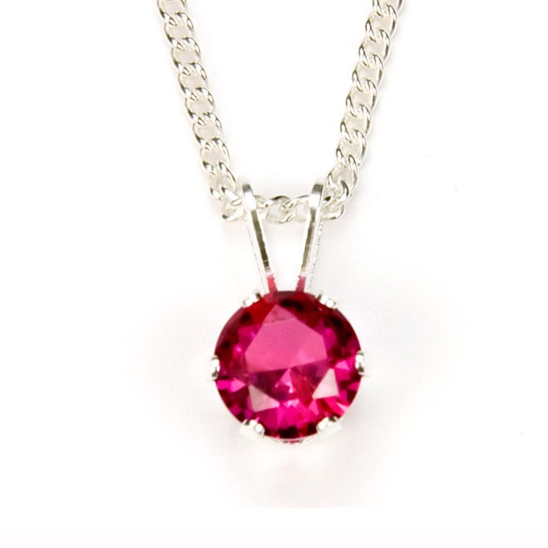 Ruby Necklace, Ruby Birthstone Necklaces for Women, 925 Sterling Silver ...