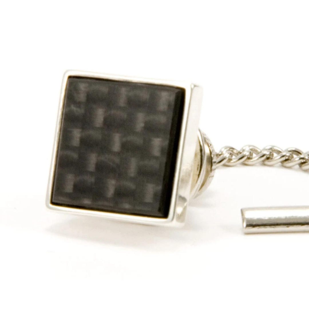 Black Carbon Fiber Sterling Silver Tie Tack, Mens Lapel Pin - Etsy