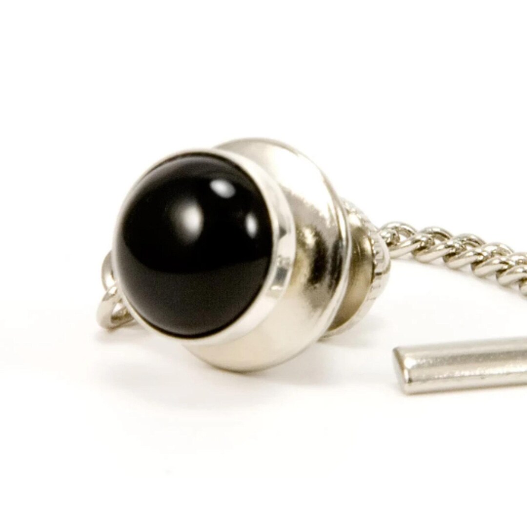 Black Onyx Unique Gift for Men, Sterling Silver Tie Tack / Lapel Pin ...