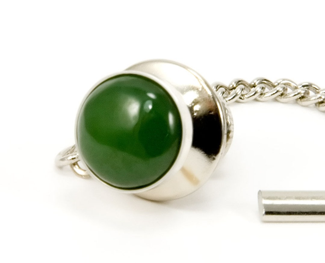 Jade Tie Tack / Lapel Pin Gift for Men Sterling Silver - Etsy