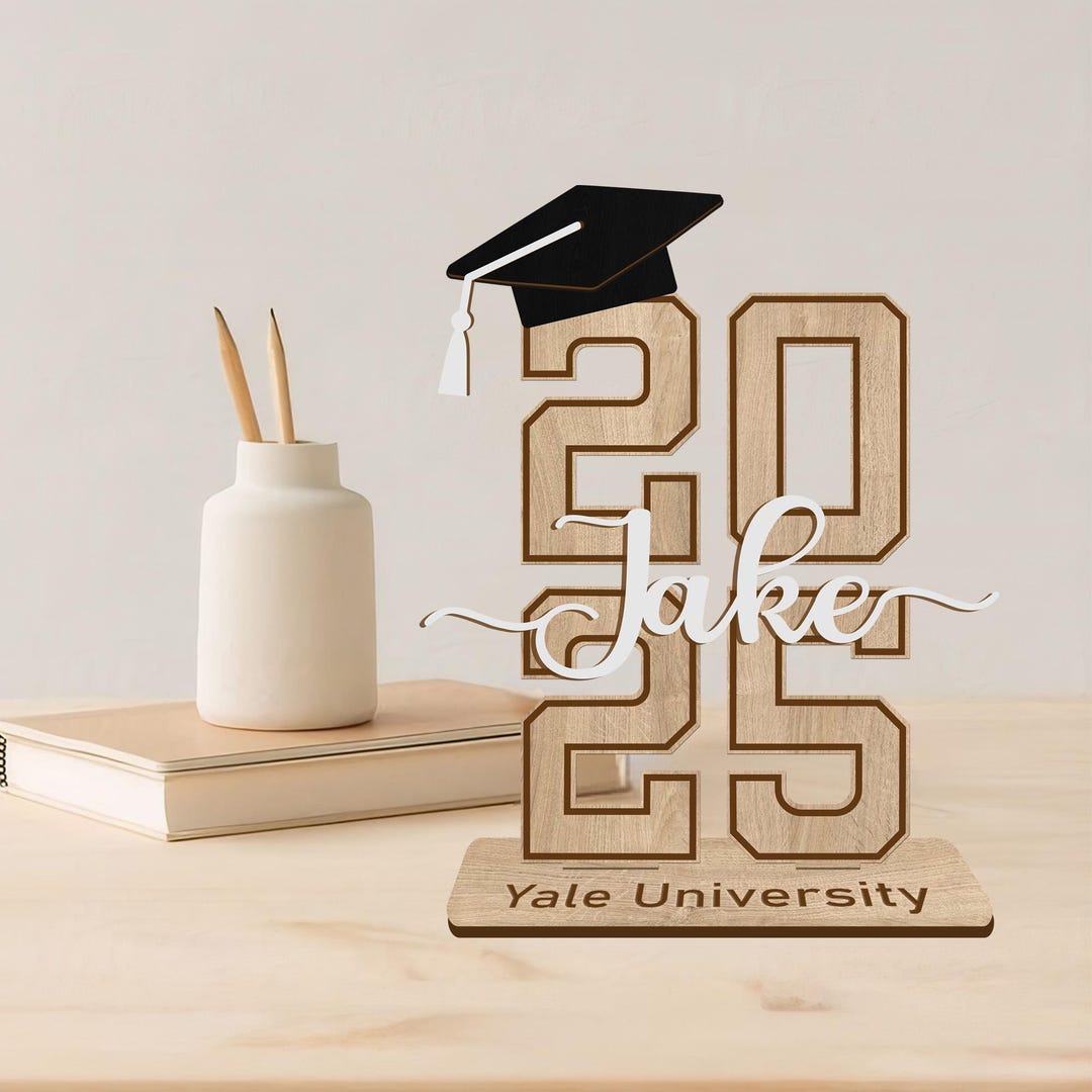 Personalized Name and School Graduation Wooden Standing Sign ...