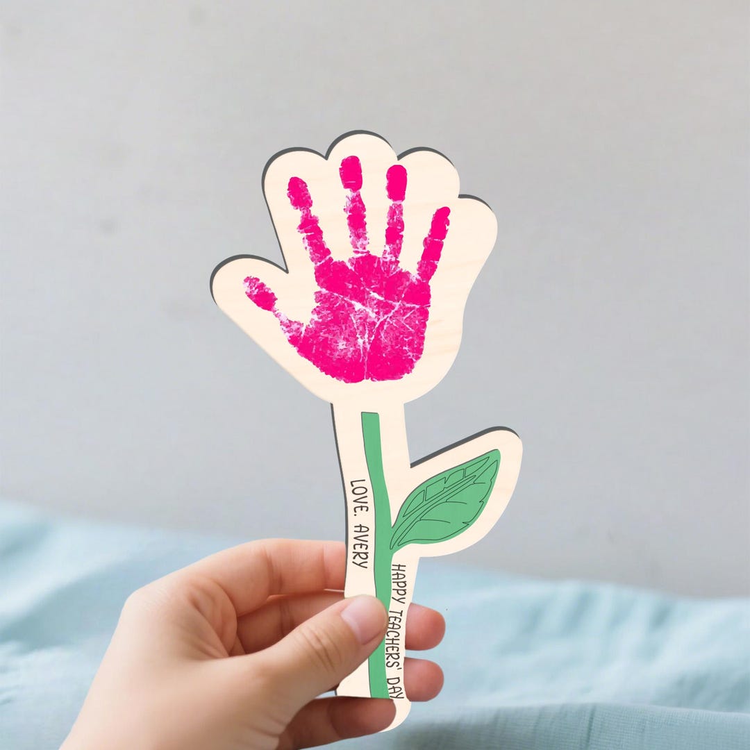Custom Handprint Flower Logo for Teachers' Day, Teacher Gifts, Handmade ...