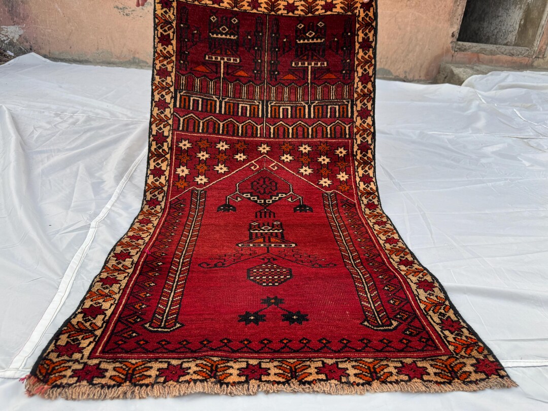 1960s Antique Baluchi Prayer Rug – Handmade Vintage Wool Rug 4x2 Ft ...