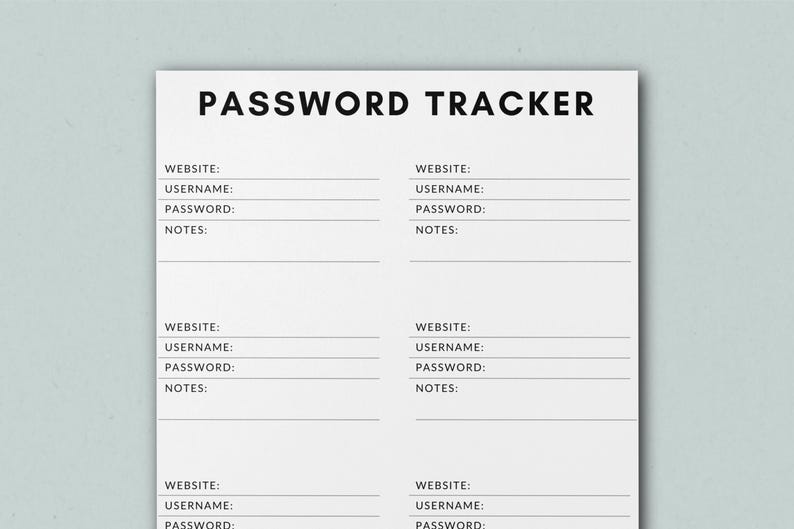 Password Tracker Template | Password Tracker Printable | Password Keeper | Instant Download ...