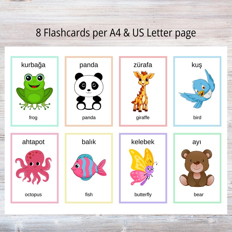 Printable Animals Flashcards | Learn Animals for Kids | Bilingual ...