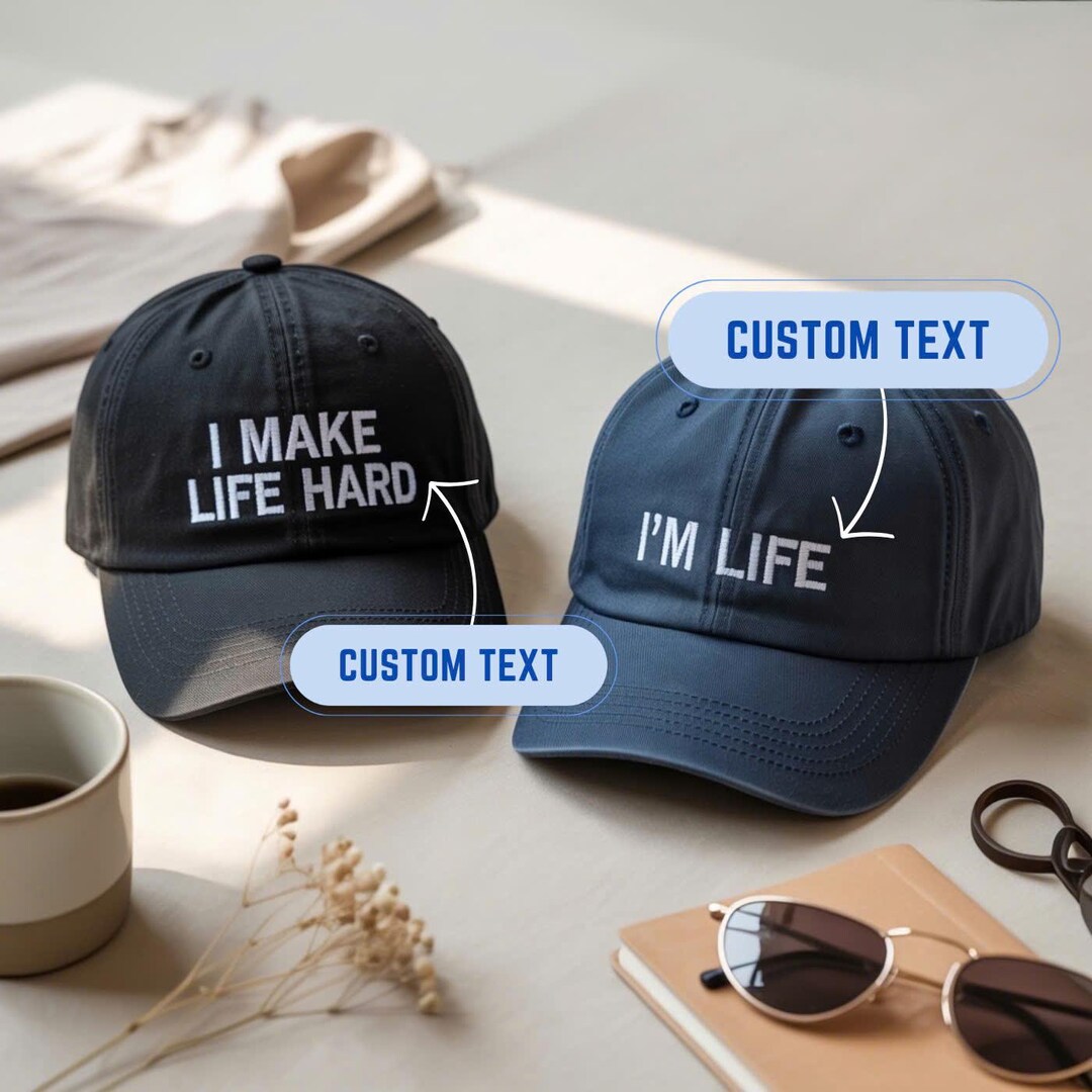 Couple Caps Set, I Make Life Hard Hat, I'm Life, Matching Embroidered ...
