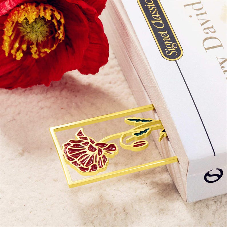 Personalized Birth Flower Bookmark: Engraved Metal Bookmark, Custom ...