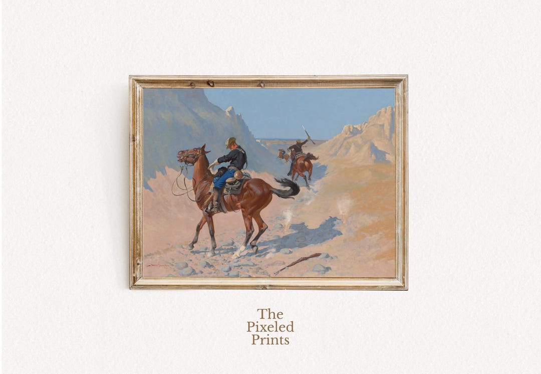 Wild West Cavalry Charge Printable Wall Art | Vintage Western Painting ...