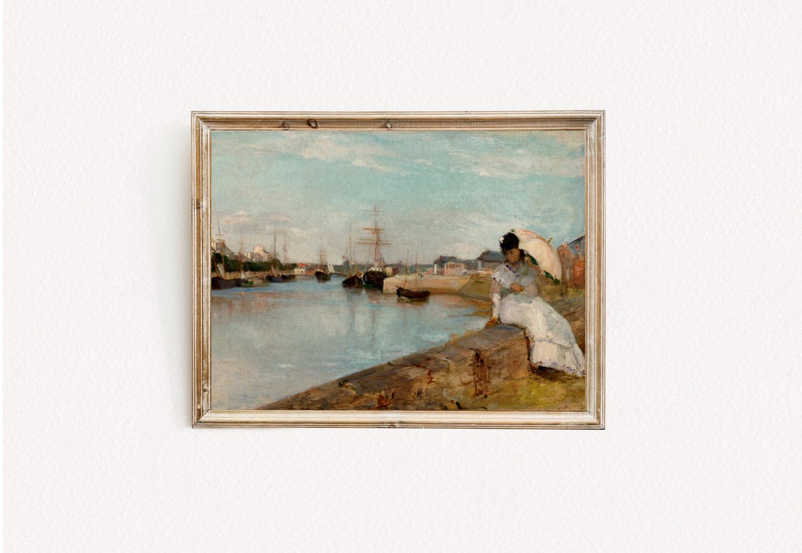 Harbor Scene Printable Wall Art | Impressionist Seascape | Digital ...