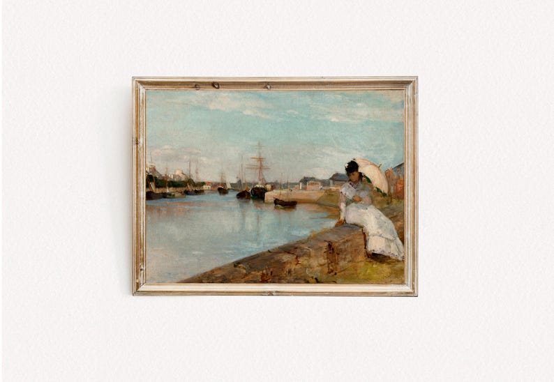 Harbor Scene Printable Wall Art | Impressionist Seascape | Digital ...