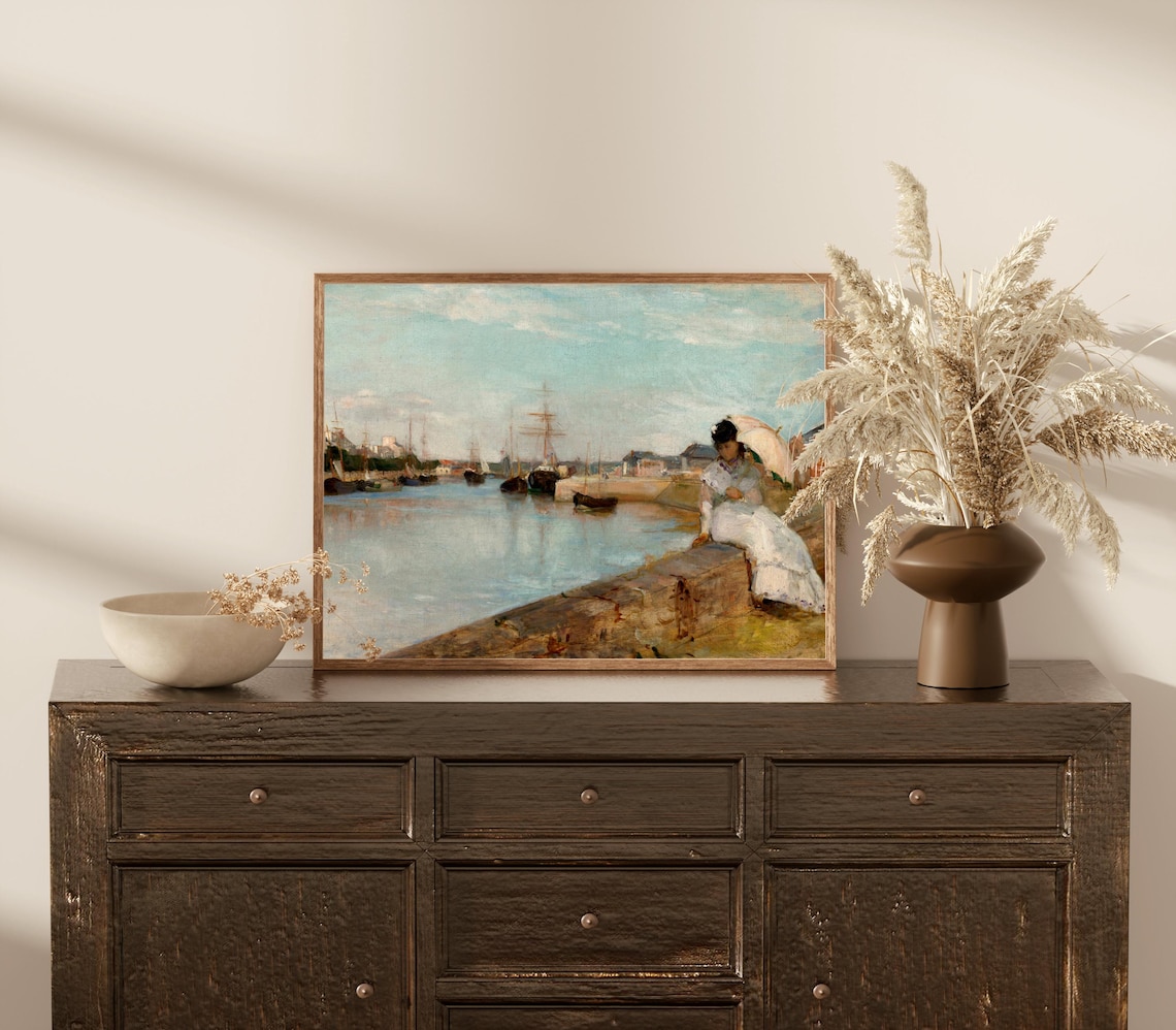 Harbor Scene Printable Wall Art | Impressionist Seascape | Digital ...