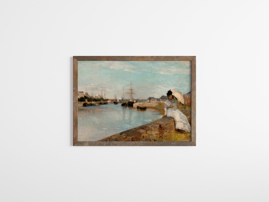 Harbor Scene Printable Wall Art | Impressionist Seascape | Digital ...