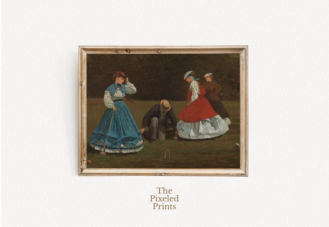 Victorian Croquet Scene Printable Wall Art | Vintage Sports Painting ...