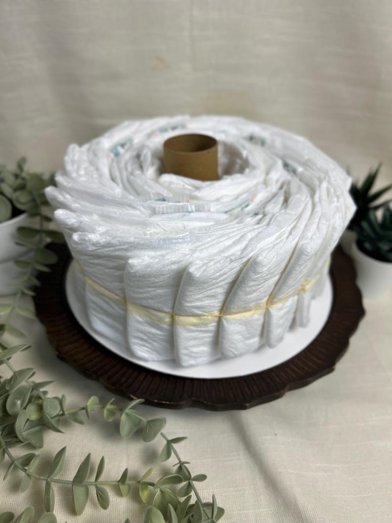 DIY Undecorated Diaper Cake: Baby Shower Centerpiece, Plain Diaper Cake ...