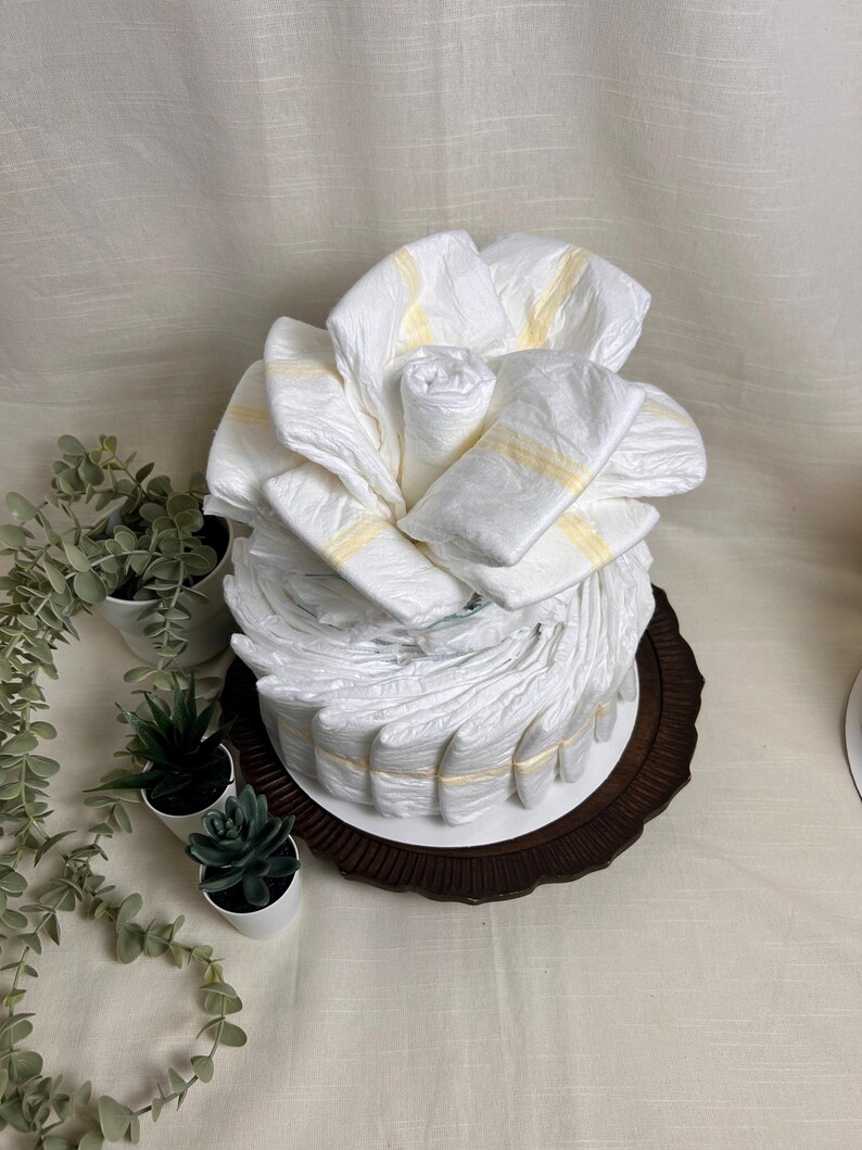 DIY Undecorated Diaper Cake: Baby Shower Centerpiece, Plain Diaper Cake ...