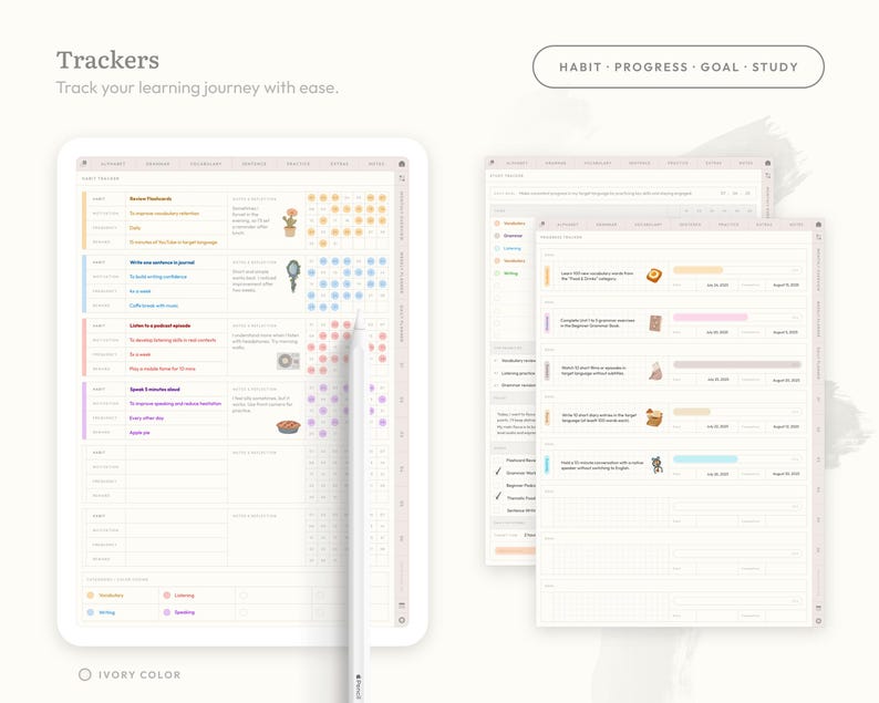 Language Learning Planner and Notebook – Study English, Spanish, Korean ...