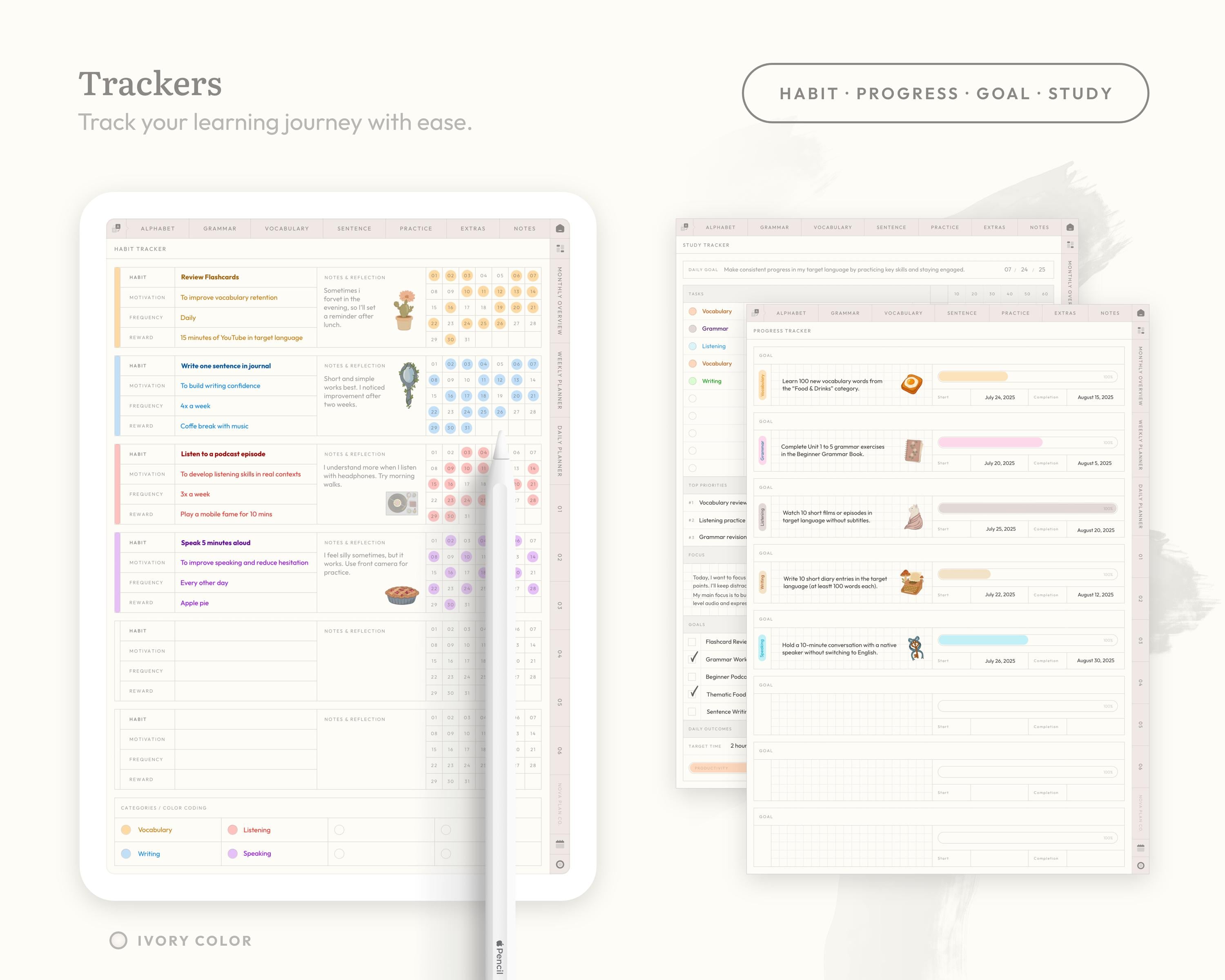 Language Learning Planner and Notebook – Study English, Spanish, Korean ...