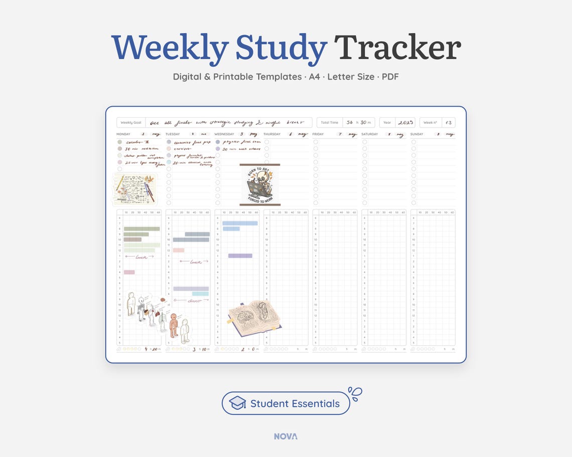 Weekly Study Planner: Digital Tracker for Goodnotes, Noteshelf (digital ...