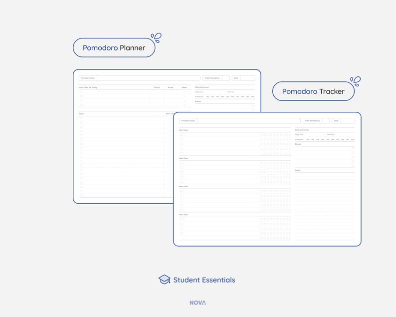 Study Planner Templates Bundle: Daily, Hourly, Weekly, Pomodoro Planner ...