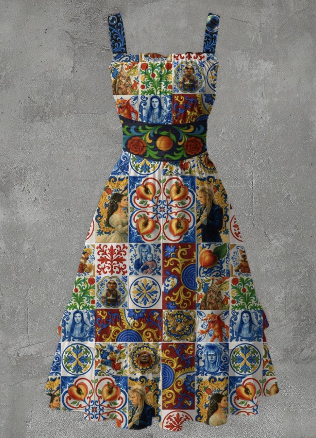 Fantasy Maze Inspired Mixed up Majolica Dress | Italian Tile Fantasy ...