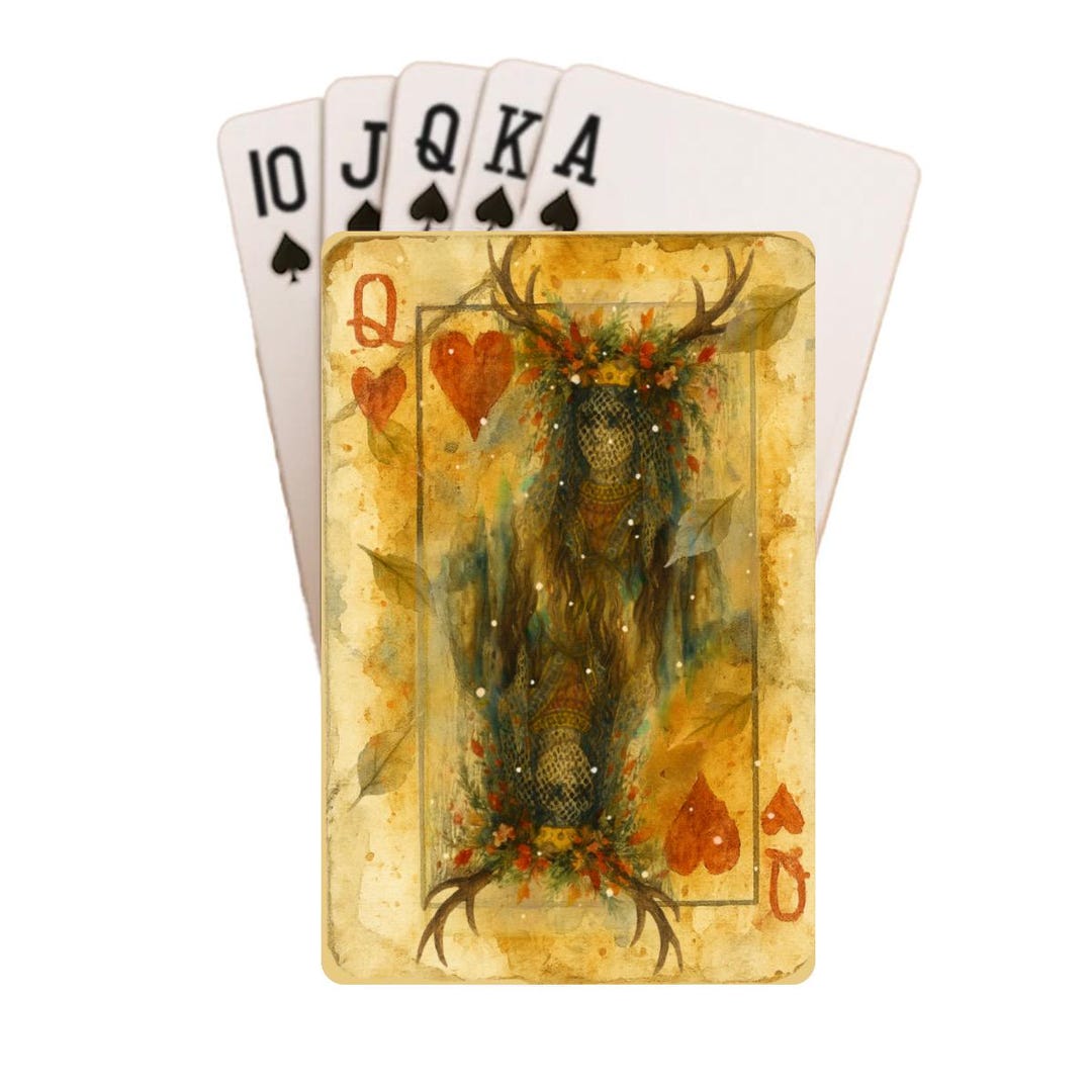 Antler Queen of Hearts Playing Cards Customized Deck Parody Inspired by ...