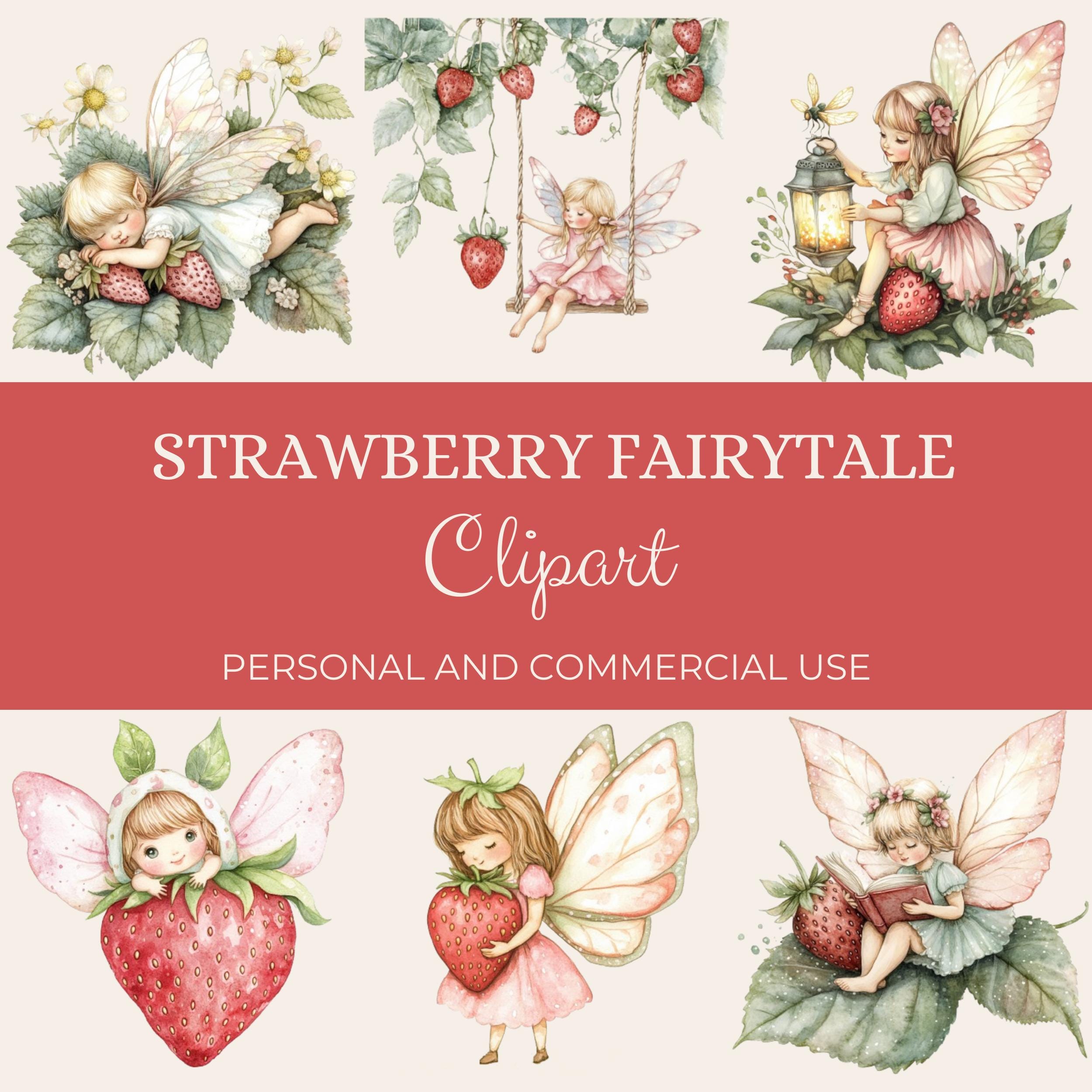 Strawberry Clipart Collection, Enchanting Watercolor Fairies and Fairy ...