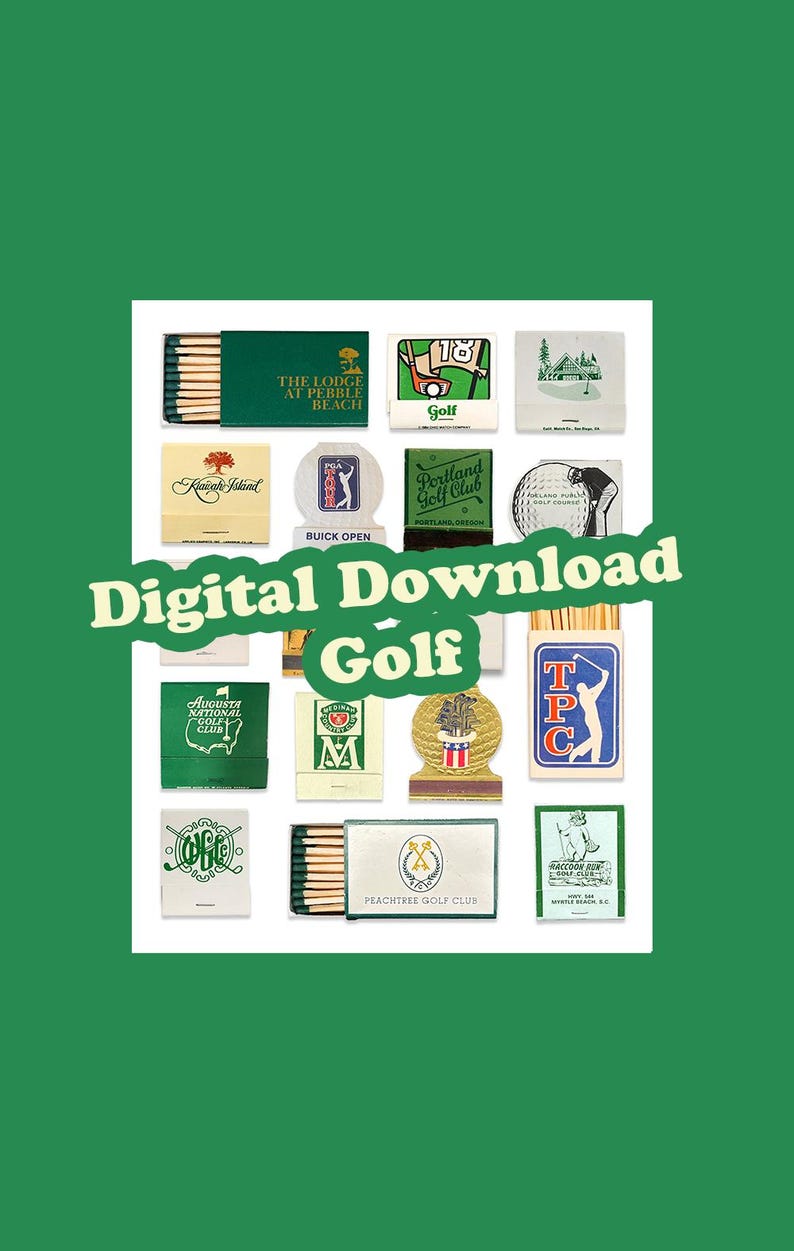 Golf Matchbook Collage - Vintage-inspired Digital Download | Retro ...