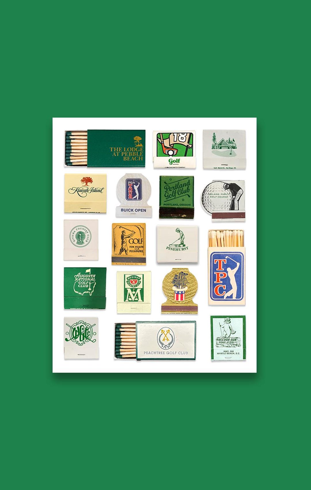 Golf Matchbook Collage - Vintage-inspired Digital Download | Retro ...