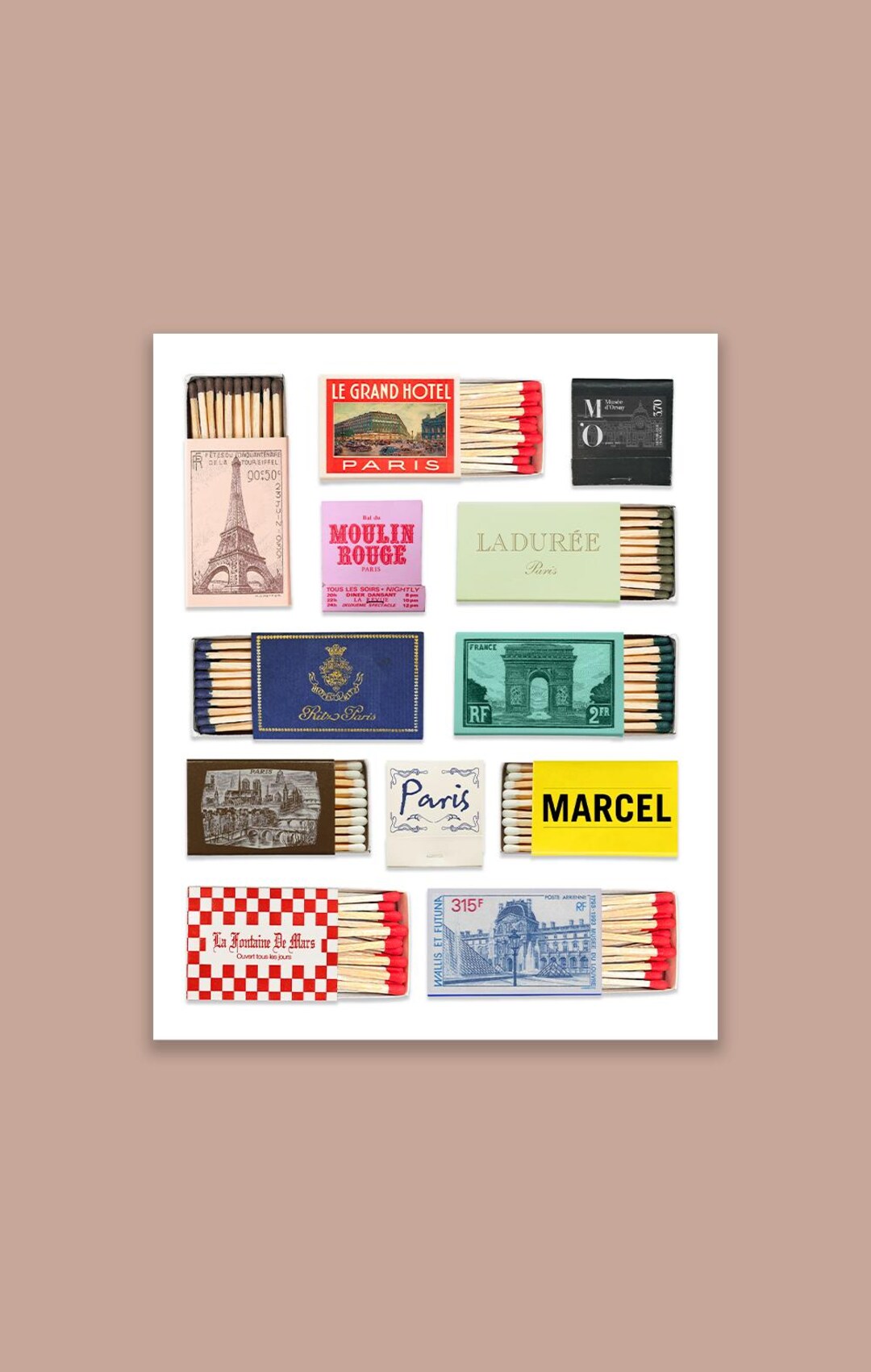 Paris Matchbox Collage - Vintage City of Light Matchbook Print - Etsy