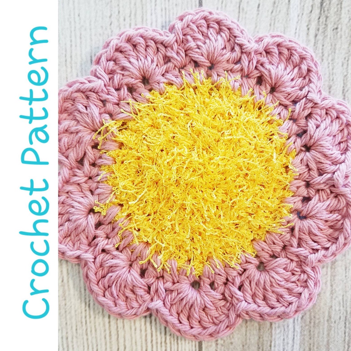 Crochet Dish Scrubby Flower Pattern - Etsy