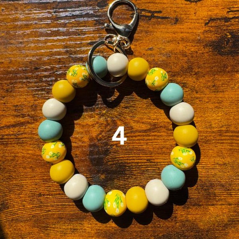 Silicone Beaded Floral Wristlets, Non Elastic Wristlet for Keys ...