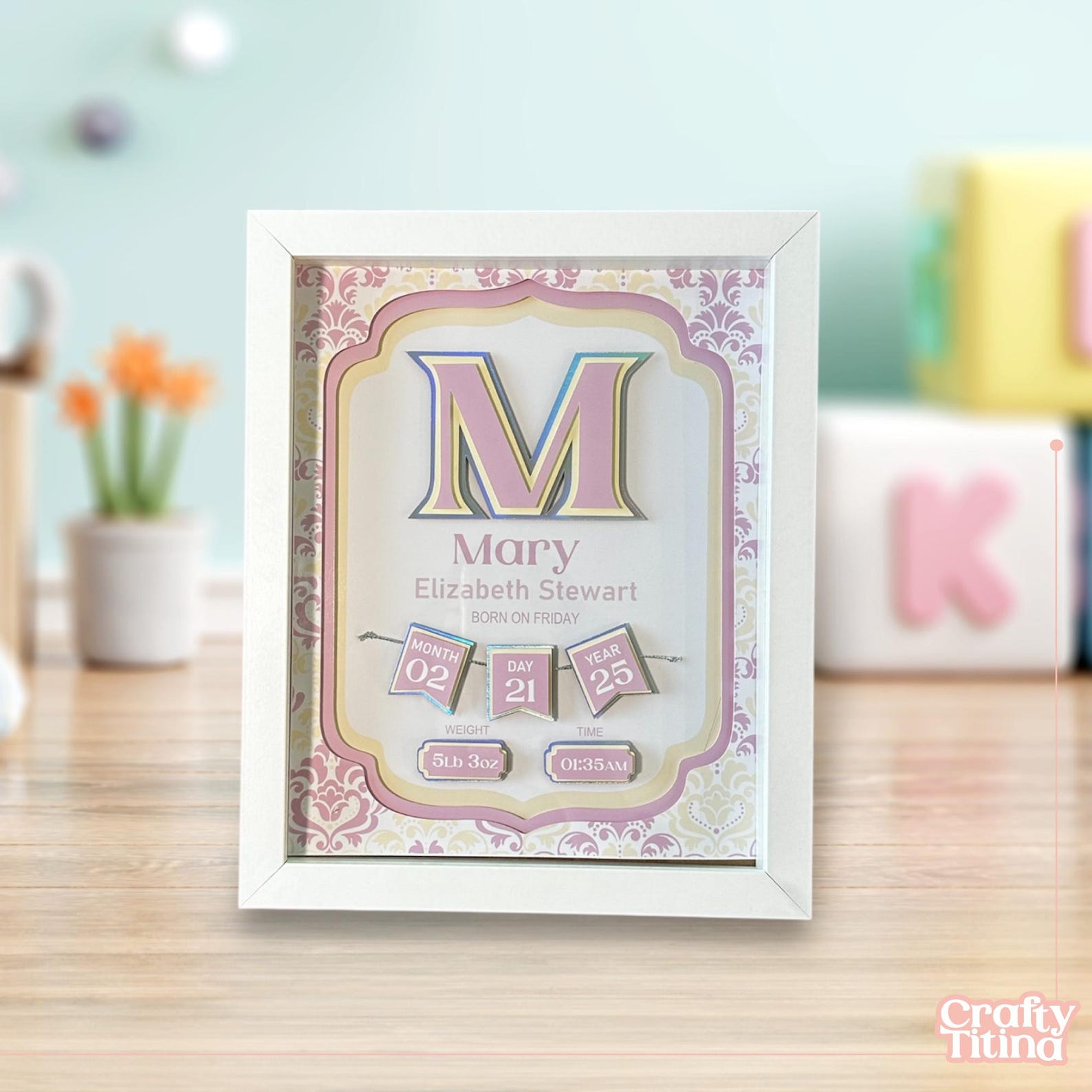Custom Baby Birth Stats Sign Frame - Newborn Keepsake Wall Art - Etsy