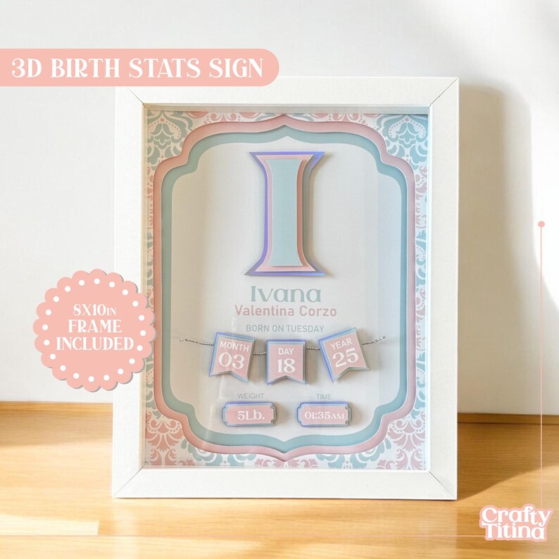 Custom Baby Birth Stats Sign Frame - Newborn Keepsake Wall Art - Etsy