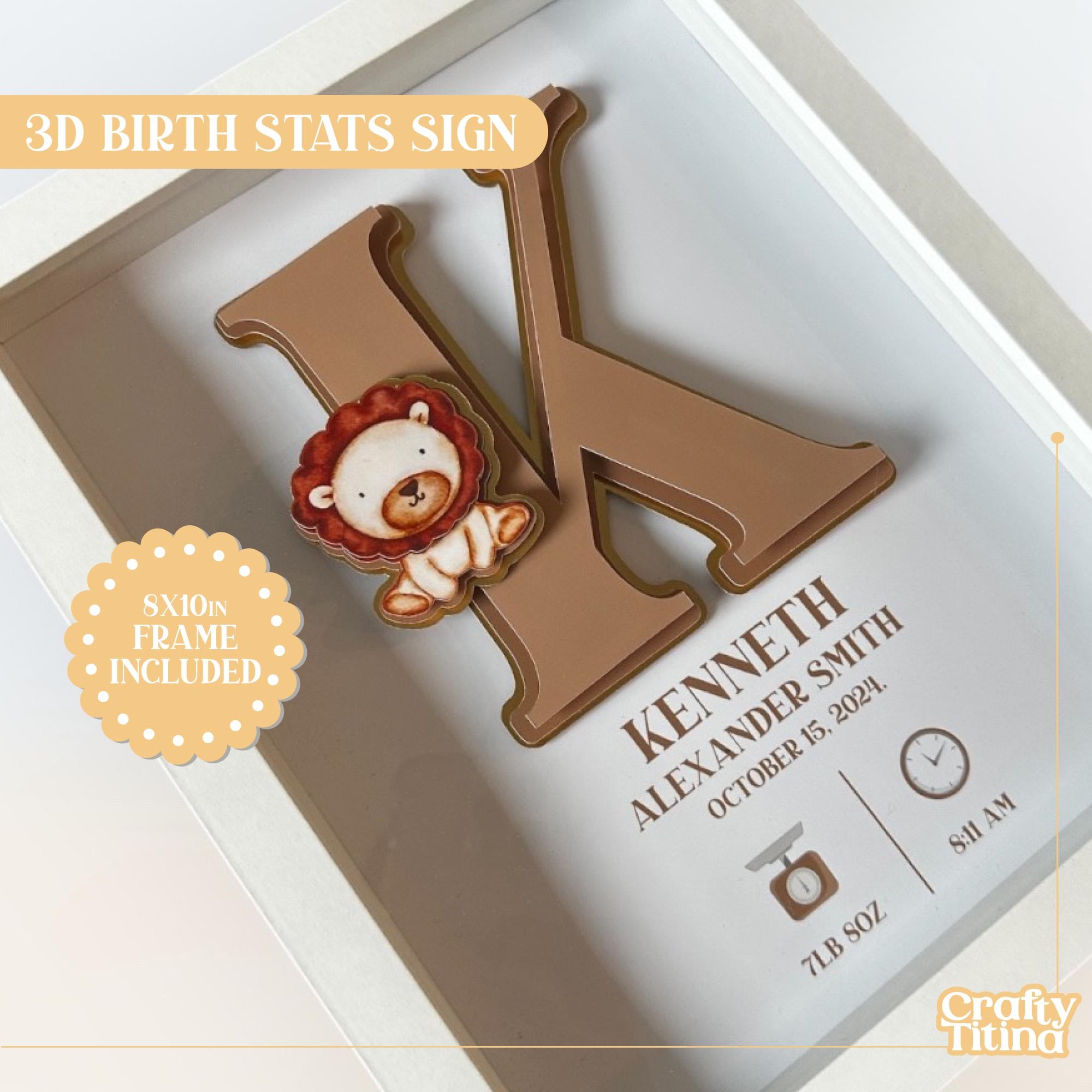 Custom 3D Baby Birth Stats Sign Frame - Newborn Keepsake Wall Art - Etsy