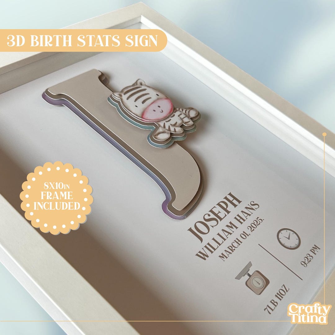 Personalized Newborn Stats Frame Sign - Baby Birth Name Stats Wall Art ...