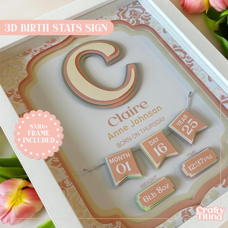 Custom Baby Birth Stats Sign Frame - Newborn Keepsake Wall Art - Etsy