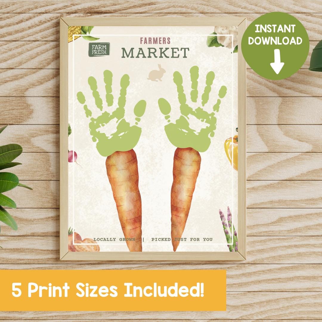 Carrot Patch Handprint Craft Printable | Easter Farmer's Market Sign ...